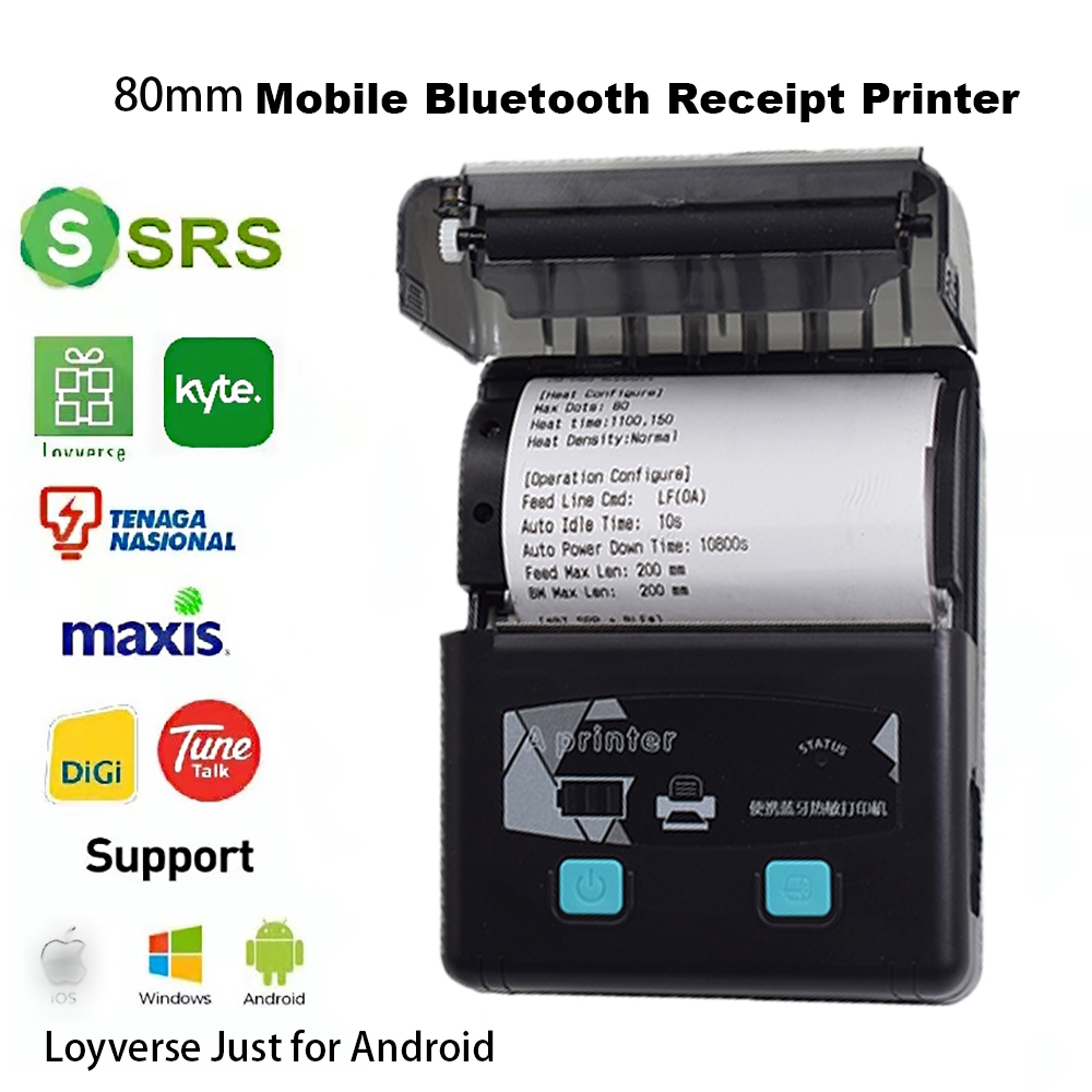 80mm USB+Bluetooth Rechargeable Inkless MINI Portable Reciept Thermal ...