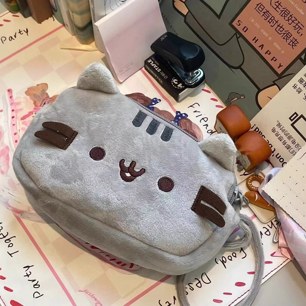 Cute Pusheen Snooze Gray Cat Pencil Pouch Large Capacity Double Layer ...