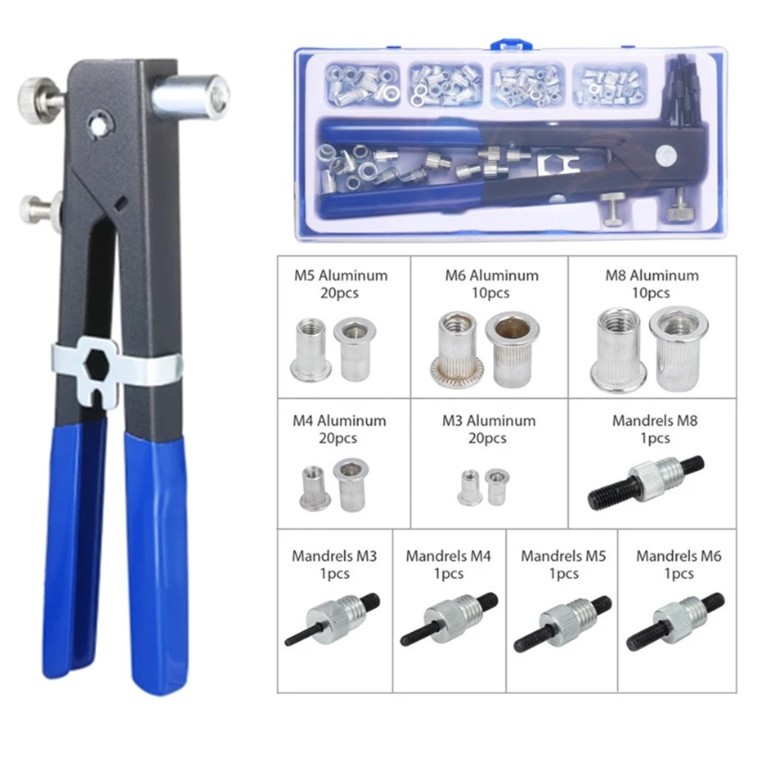 [LOCAL]Fast Shipping 86PCS Rivet Nut Tool Kit Set Blind Rivet Nut Hand ...