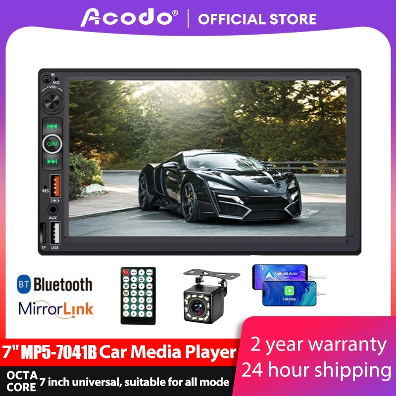 ACODO Wireless Wired Android Auto CarPlay MP5 Player Double 2 Din 7 Inch Car Radio with Rear ...