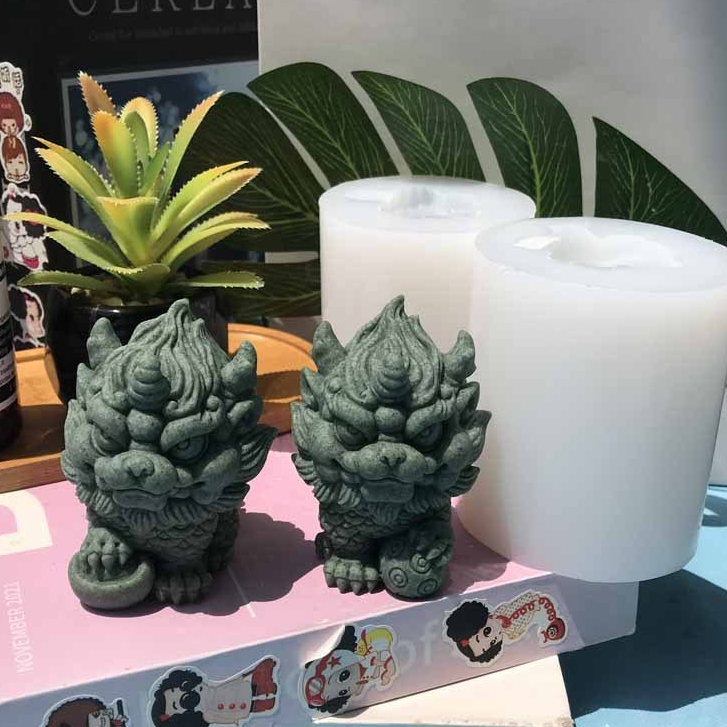 Blue Sandstone Pair Kirin Ornaments Silicone Molds Mythical Animals ...