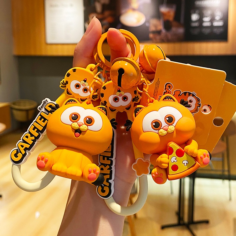 Authentic cartoon Garfield cat car keychain cute doll pendant Gift key ...