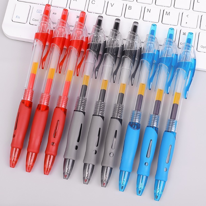 Retractable Gel Pen 0.5 mm Black Blue Red Gel Ink Refill Gel Pen School ...