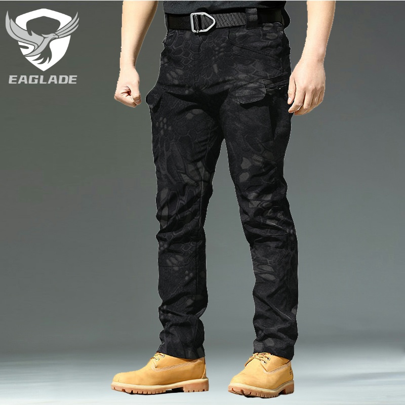 Eaglade Tactical Cargo Pants for Men In Black Python Stretchable Slim ...