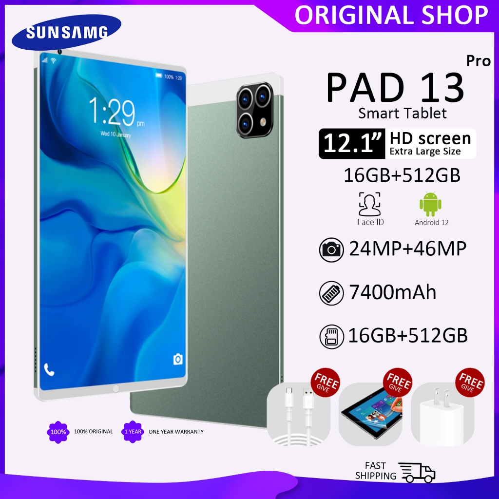 (COD) SUNSAMG PAD 13 Pro tablet 12-inci tablet skrin besar 16GB RAM ...