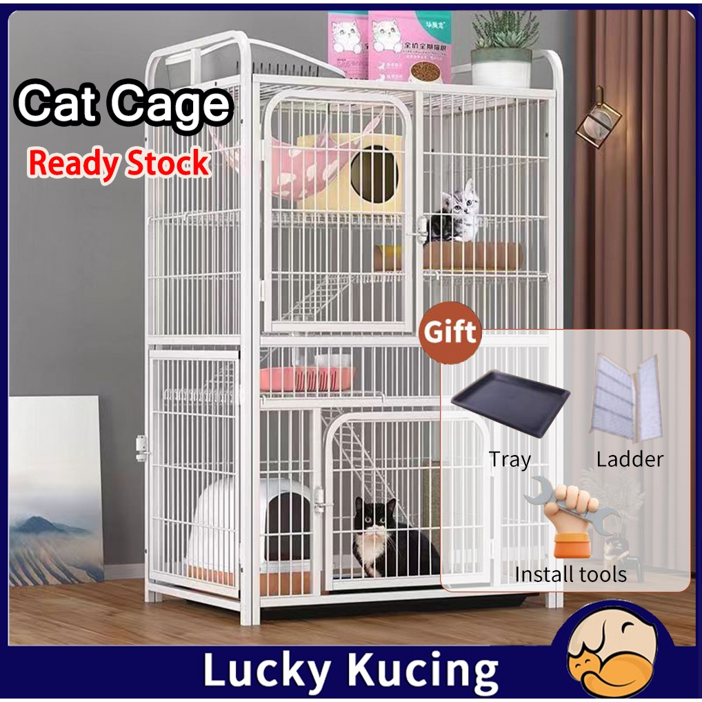 【Ready Stock】 Cat Cage Large Sangkar Kucing Besar 2 3 Tingkat 4 Level ...