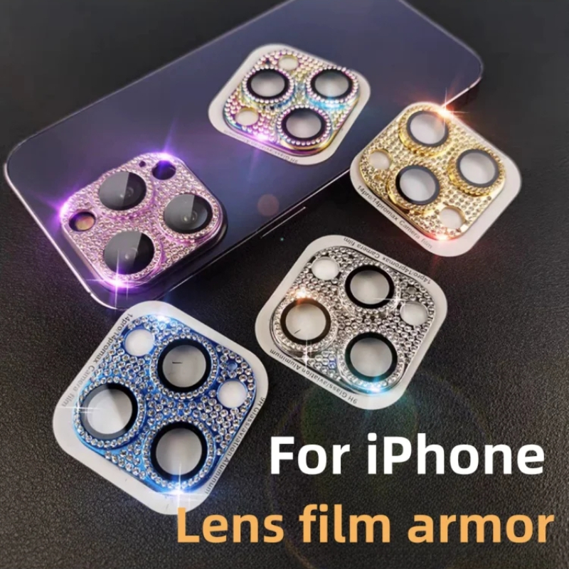3D Rhinestone Diamond Glitter Camera Lens Protector for IPhone 13 14 15 ...
