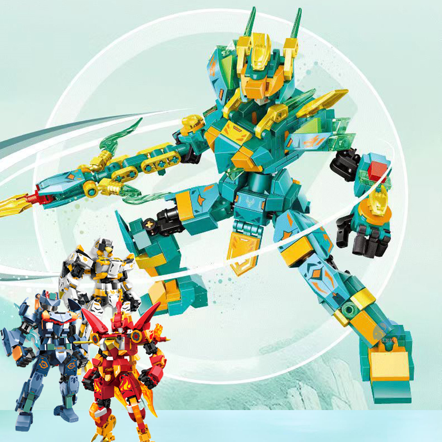 Chinese Style Mech Building Toy Sets Dragon Warrior Action Figures ...