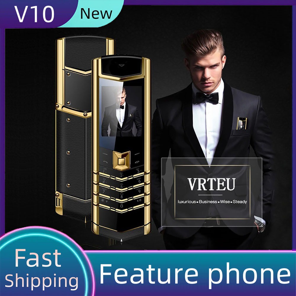 New V10 Metal Body Luxury Phone 1.8inch Screen MP3 FM Radio Dual SIM 2G ...