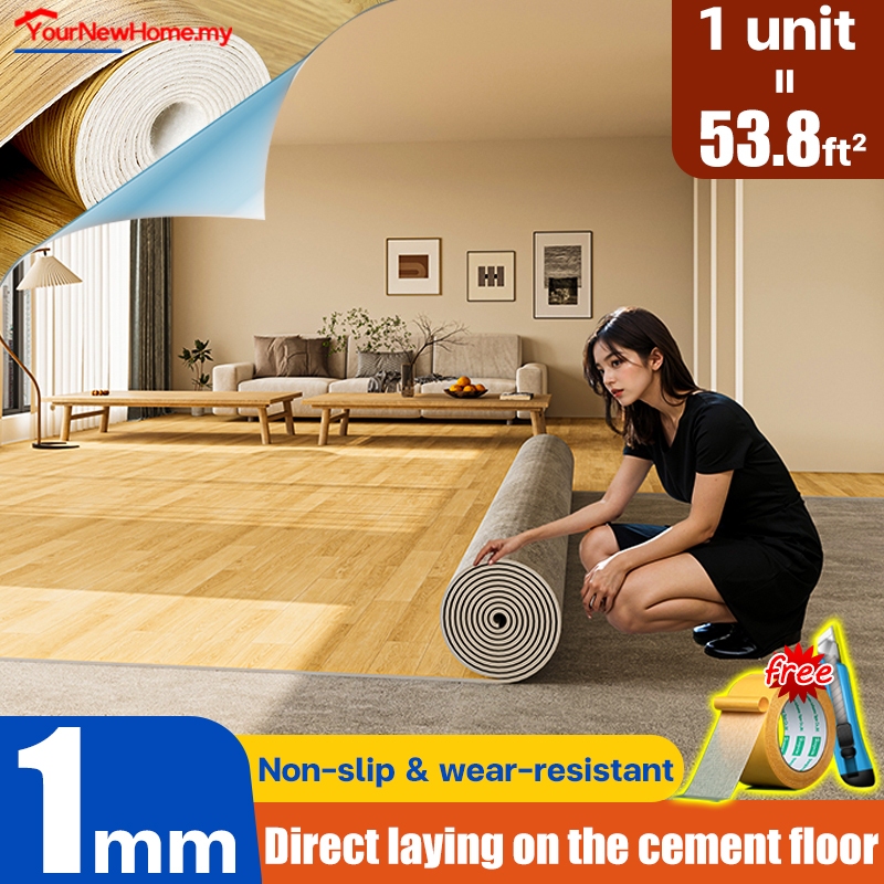 【give away Tape&knife】Tikar Getah Tebal 1 gulung 1mm pvc flooring ...