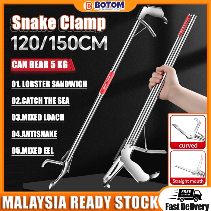 Snake Stick Catcher Stainless Steel Snake Tongs Clamp Long Handle Snake ...