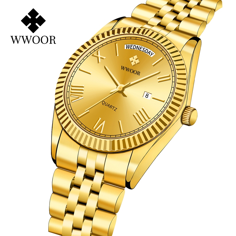 WWOOR Luxury Men's Round Watch Business Official Calendar Waterproof ...