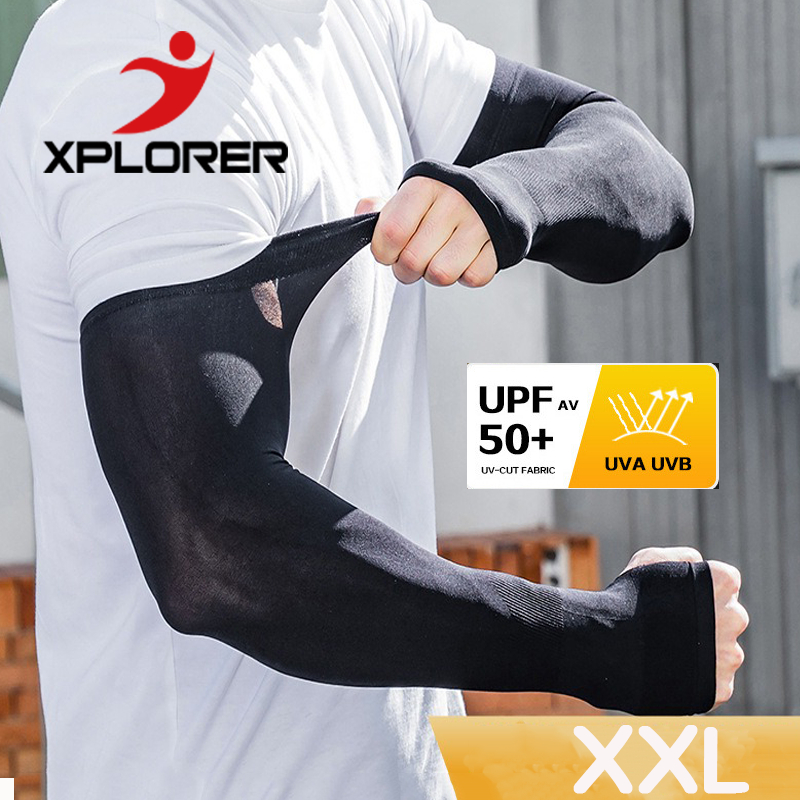 Men Extra Large Arm Sleeves with Hands Cover Ice Silk Cool Sleeves ...