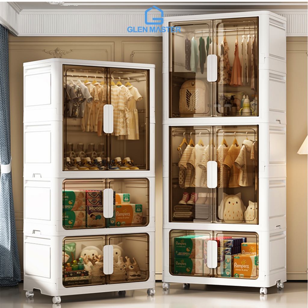 L60cm Multifunction Moveable Stackable Folding 2 Doors Wardrobe Storage ...