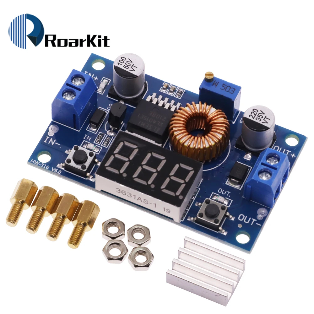 XL4015 5A High Power 75W DC-DC Adjustable Step-Down Module Buck Converter LED Driver With Red ...