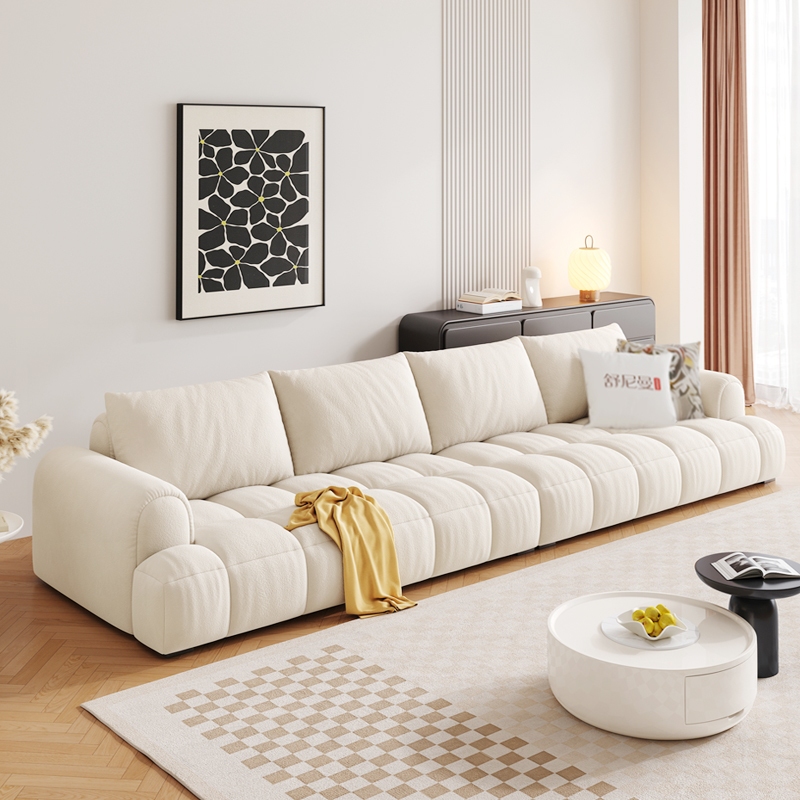 French Retro Cream Style Living Room Simple Modern Inline Double Puff ...
