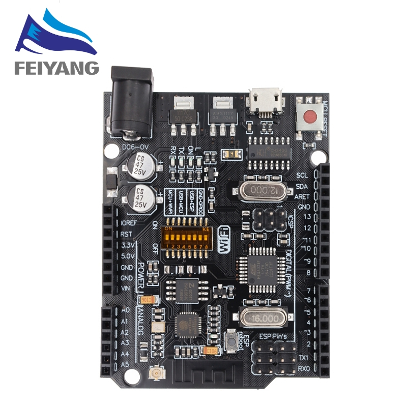 UNO+WiFi R3 ATmega328P+ESP8266 (32Mb memory), USB-TTL CH340G. Compatible for Arduino Uno ...