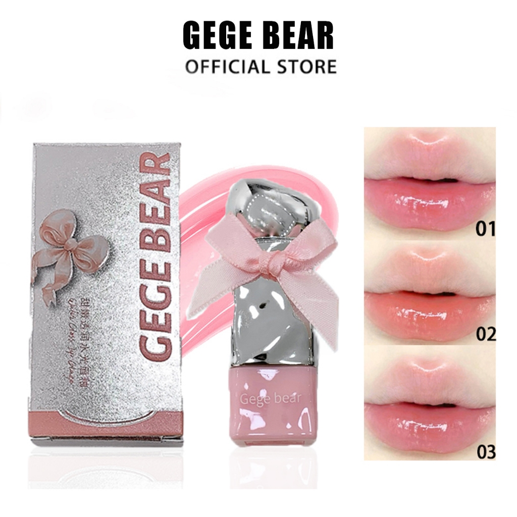 GEGE BEAR Cute Natural Lip Gloss Mirror Waterproof Lip tint Long ...