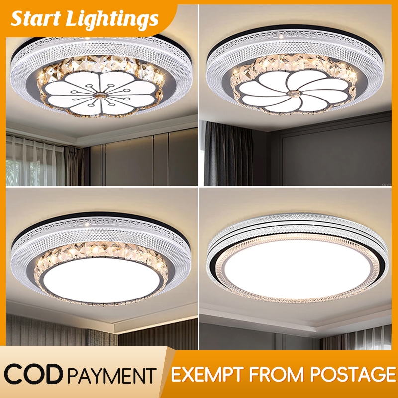 LED modern flat light crystal living room ceiling light bedroom study ...