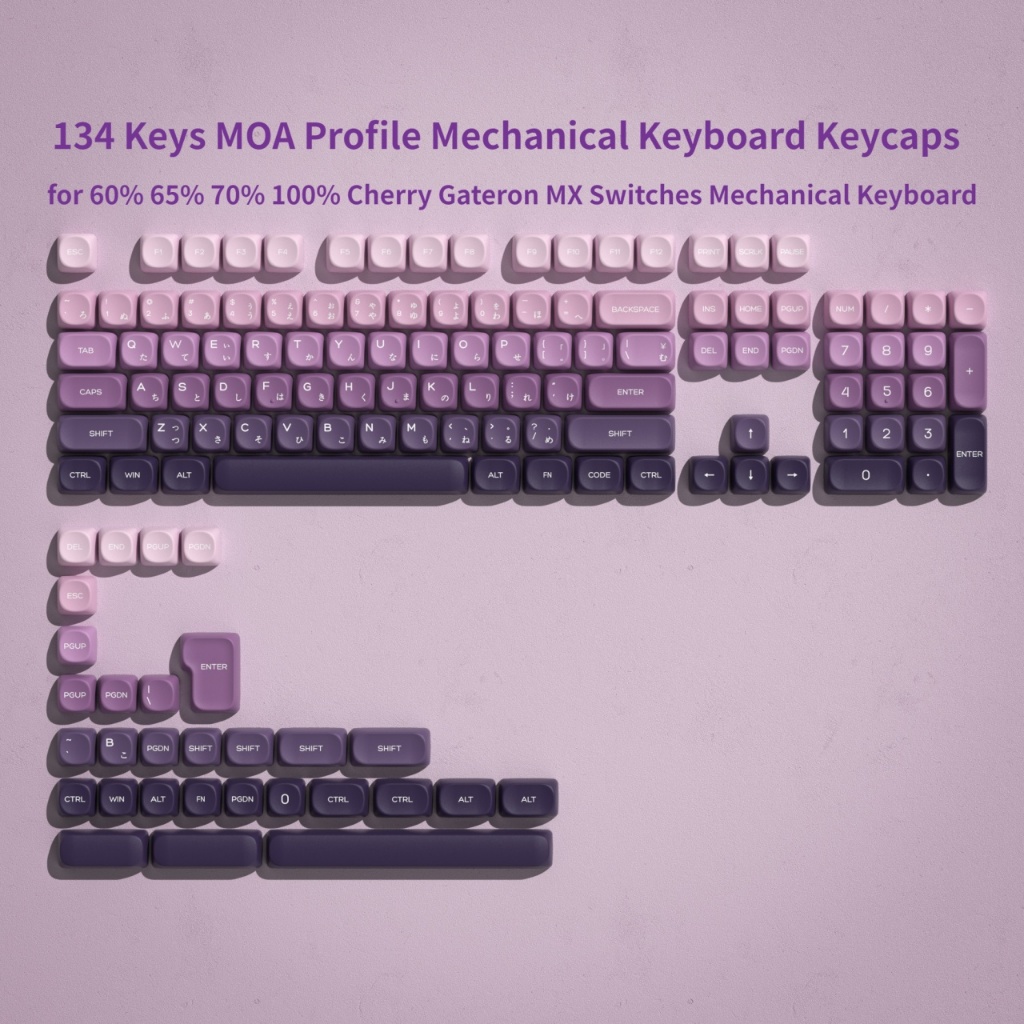 WOMIER 134 Keys MOA Profile Black Coral Sea PBT Keycaps Custom Dye Sub ...