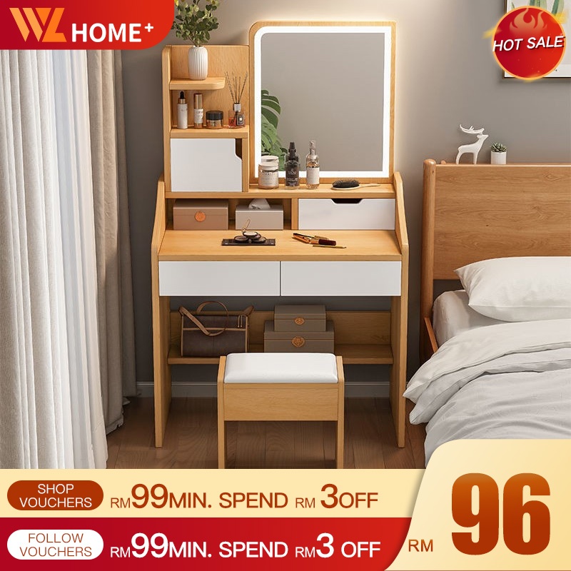 Meja Solek Meja Makeup With Mirror LED Mirror Vanity Table Modern ...