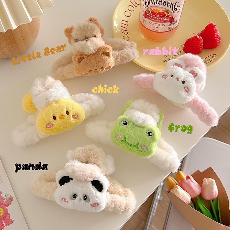 Cute Cartoon Panda Plush Hair Clip Large Shark Clip Cute Sweet Cartoon ...