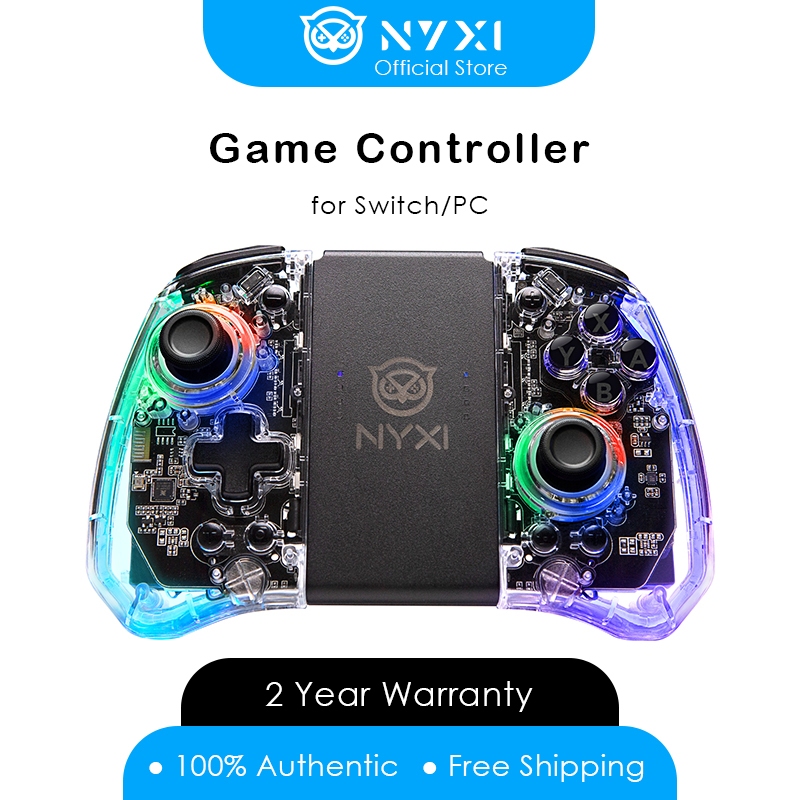 NYXI Hyperion Bluetooth Game Controller Transparent Wireless Joycon for Nintendo Switch PC ...