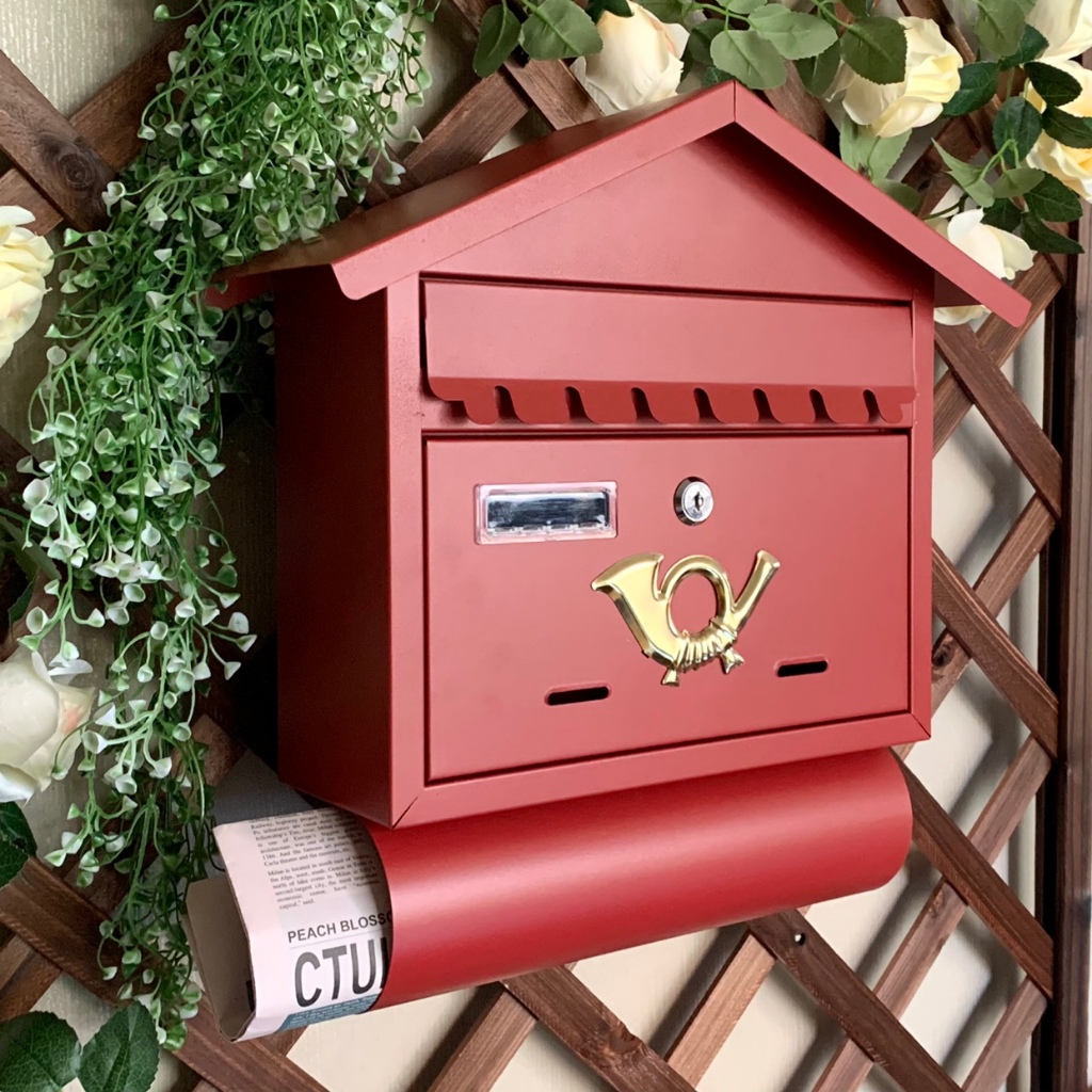 Outdoor post mailbox rainwater-proof mailbox with key lock letter box ...