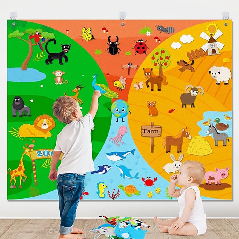 Farm Animals Felt Story Busy Board 4 IN 1 Themed Storytelling Farm Sea ...