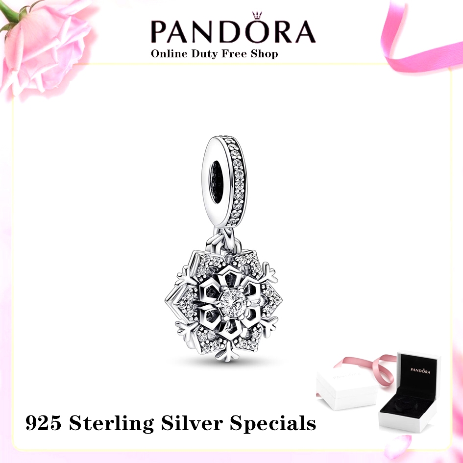 Pandora sparkling snowflake 2 in 1 charm 925 silver women diy beading ...