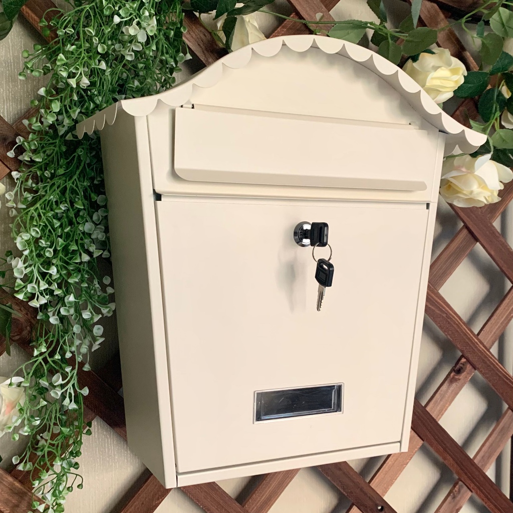European style outdoor post mailbox rainwater-proof mailbox with key ...