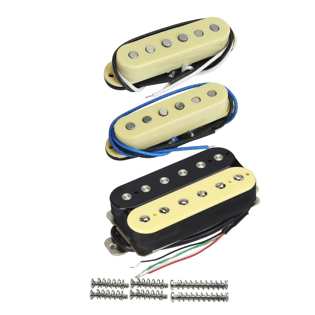 FLEOR 3pcs Vintage Staggered Alnico 5 Single Coil Pickups & Humbucker ...