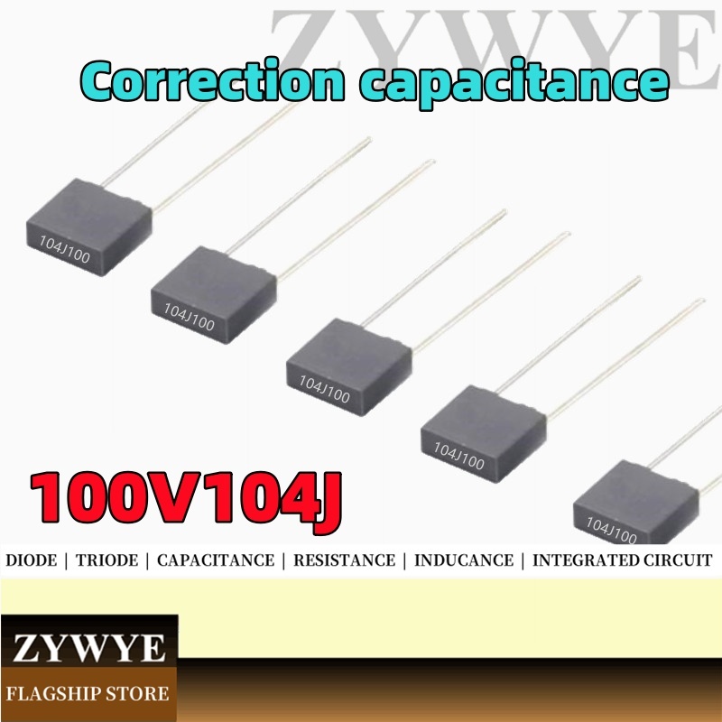 50pcs Correction Capacitor 100V 104J In-Line Gray Capacitor 104J 100V 100V104J 0.1 UF 100NF ...