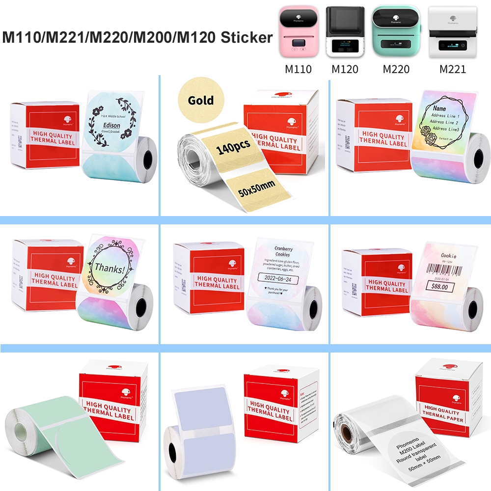 1Roll Label Sticker Thermal Labels Waterproof 50x50cm 40x30mm Adhesive Paper for Phomemo M110 ...
