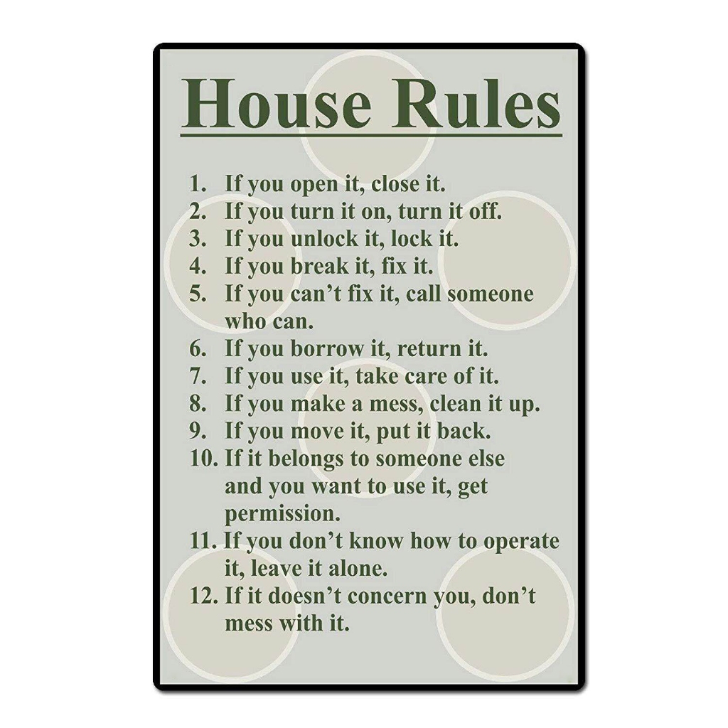 House Rules Funny Canvas Painting Canvas Decor Wall Sign Wall Poster ...