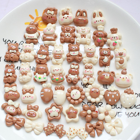 1pcs Cartoon Sparkling Milk Tea Coffee Cute Bear Ribbon Rabbit Jibbitz ...