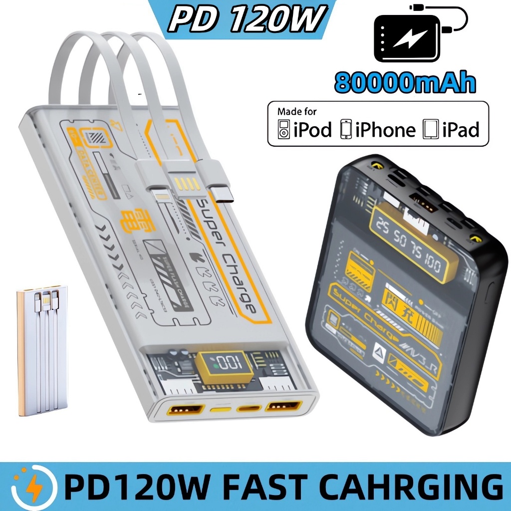 PD 120W power bank 80000mah original 3.0A powerbank fast charging with ...