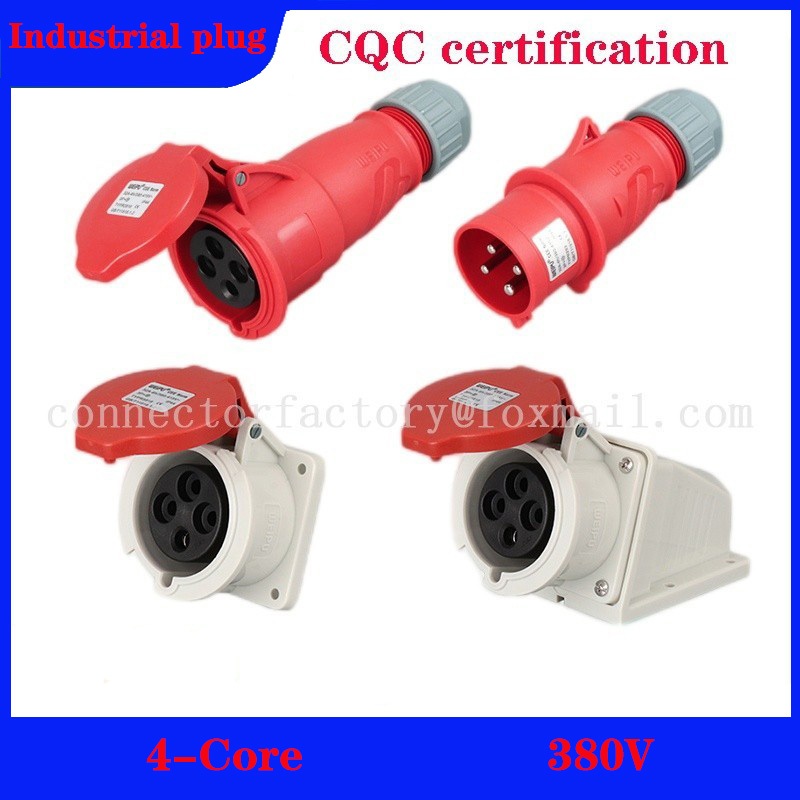 4-core 16A32A plug socket, open and concealed CEE connector, double ...