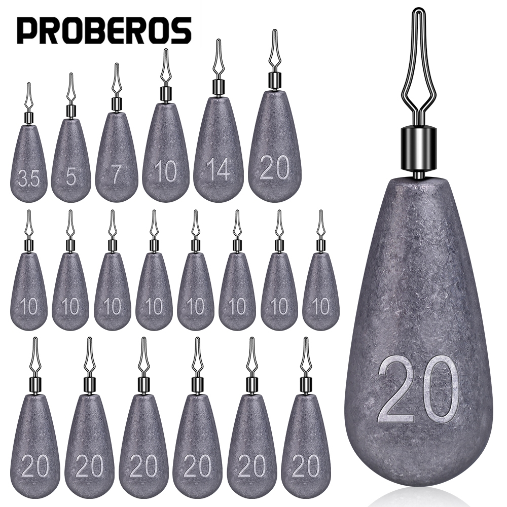 PROBEROS 10pcs/lot Drop Shape Fishing Sinker 3.5g-5g-7g-10g-14g-20g ...