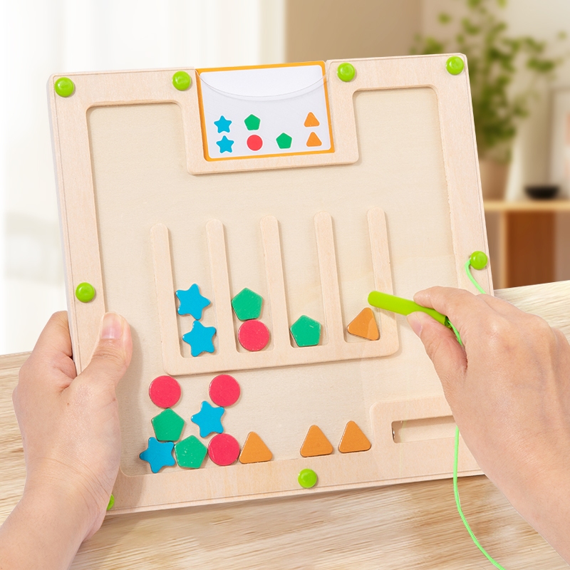 Wooden Magnetic Maze Toys for Kid Magnet Sorting Board Magnetic Color ...