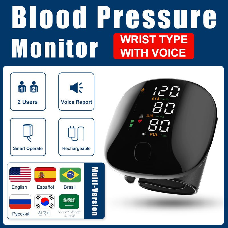 Digital Blood Pressure Digital Monitor Wrist BP Monitor Digital Voice ...