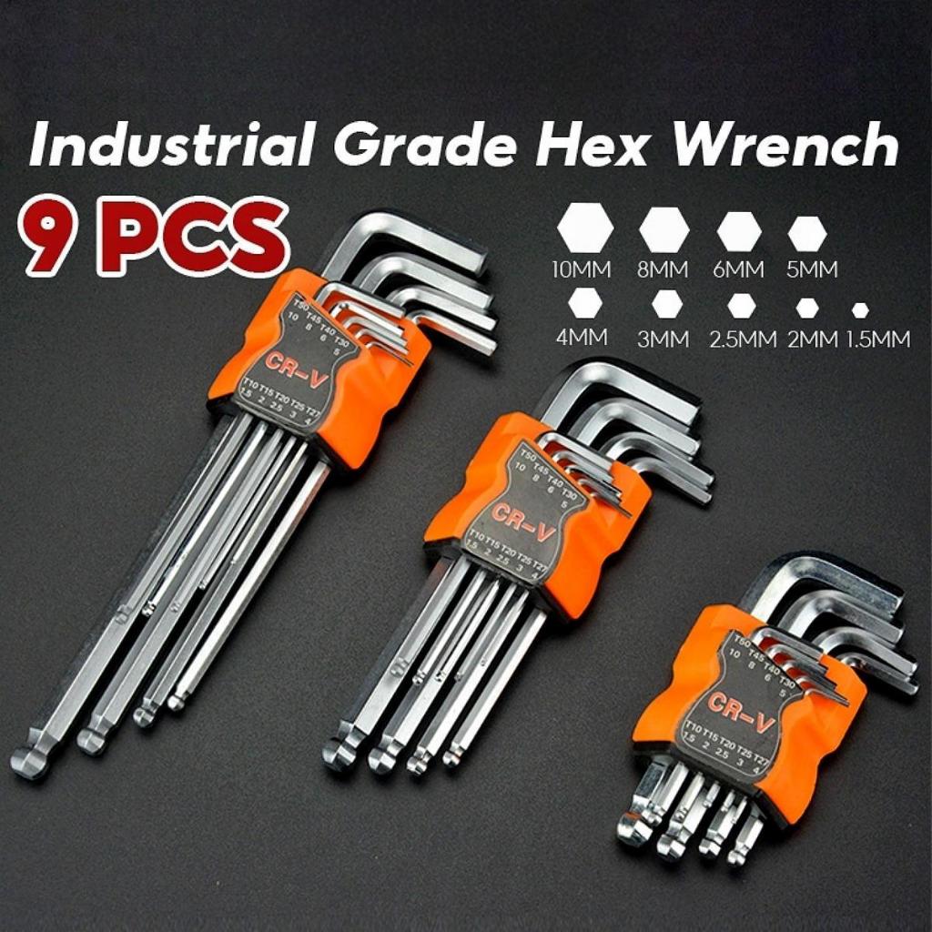 9 P cs Allen Key Ball Point Flat Head Hex TOR X Star Extra Long L-type ...
