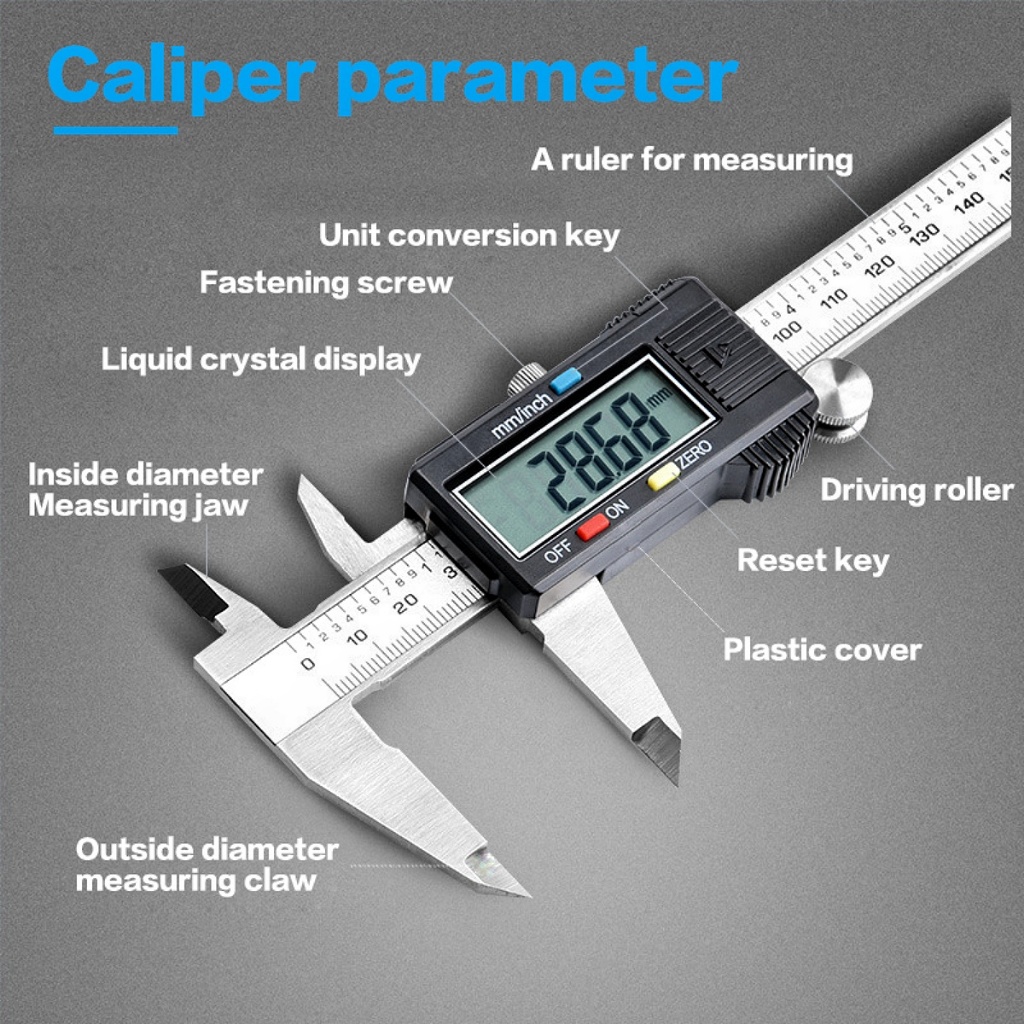Vernier Caliper 6" (150MM) High Accuracy Resolution 0.01mm Electronic ...