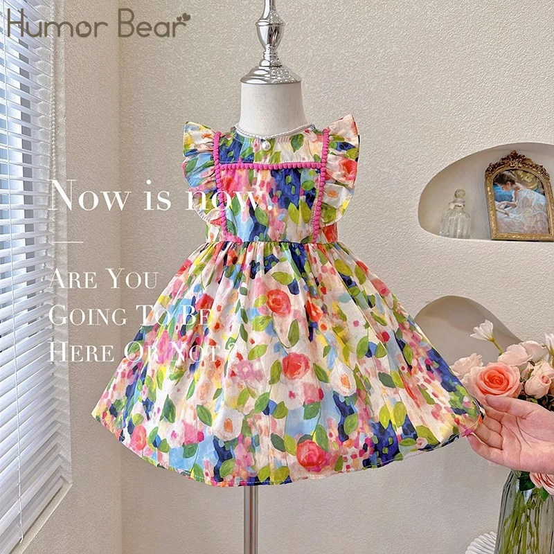 Humor Bear Girls' Summer New High end Korean Edition Sleeveless Flower ...