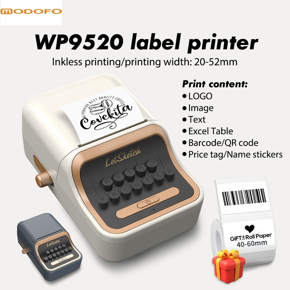 🔥Buy 1 Free 1🔥Mini Label Printer Portable Thermal Printer Wireless ...