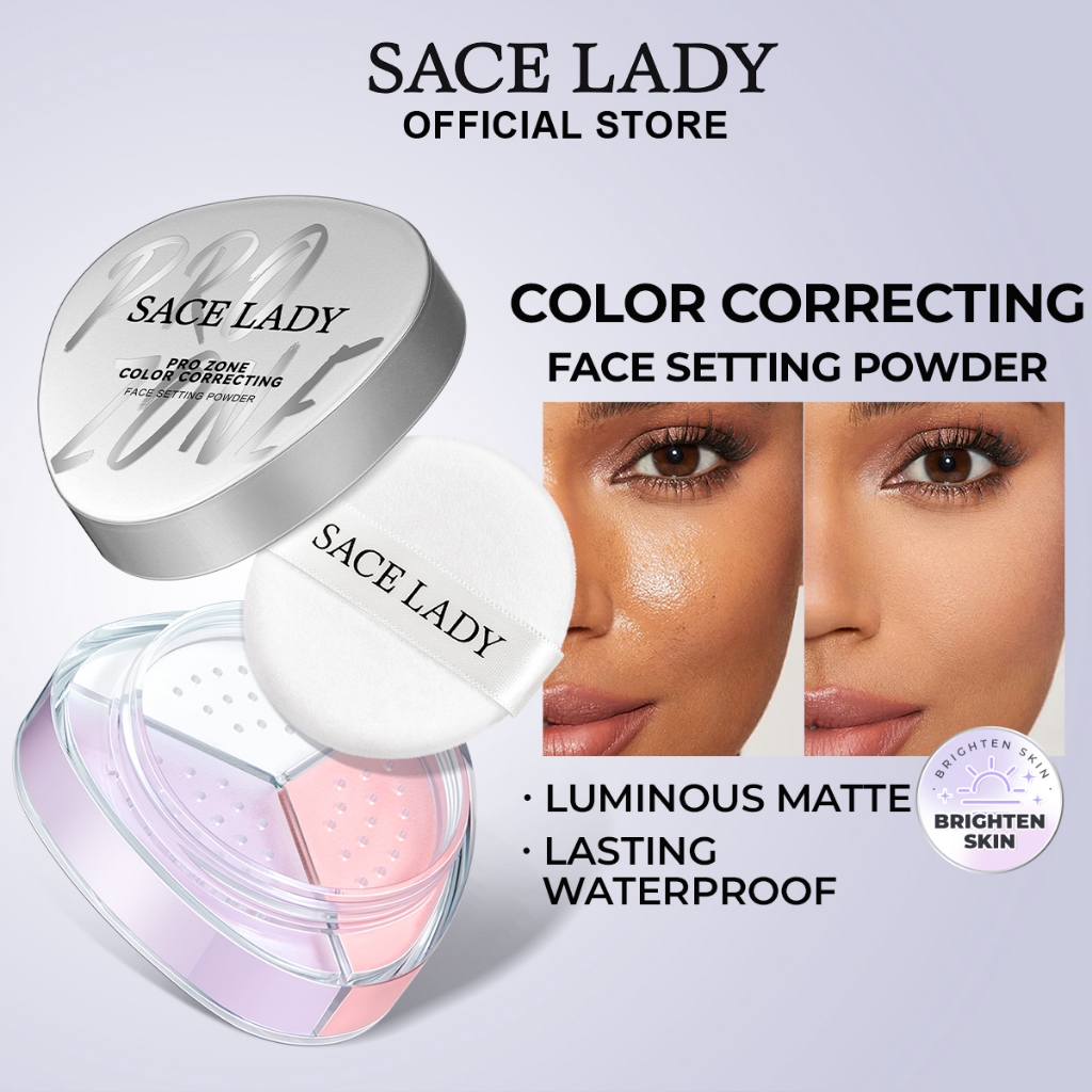 SACE LADY Three Color Correcting Face Setting Powder Lasting Waterproof ...