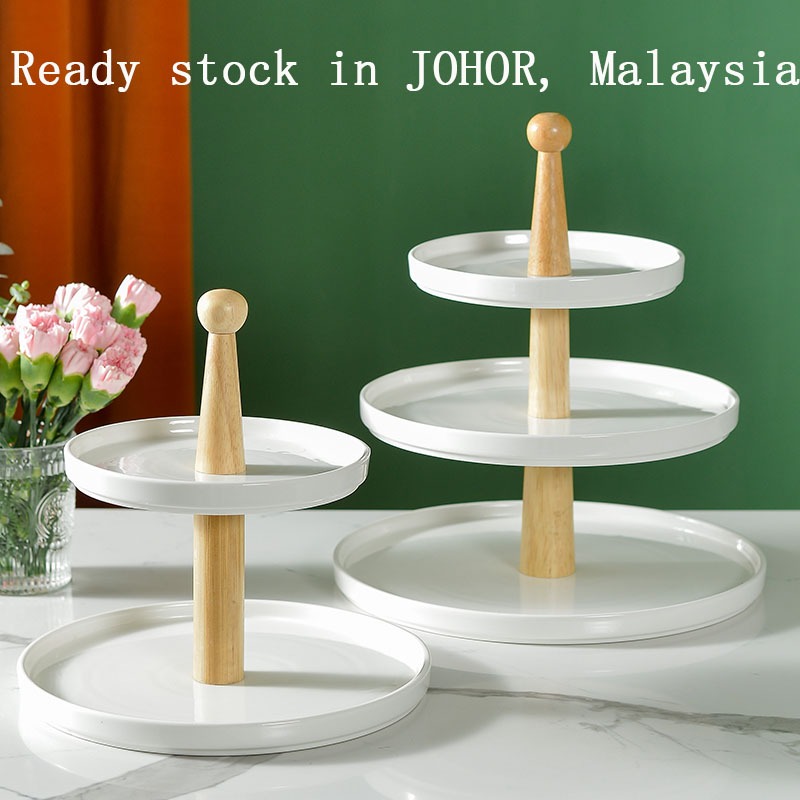 3 Tier Ceramic Cupcake Stand, Tiered Serving Cake Stand, Round White ...