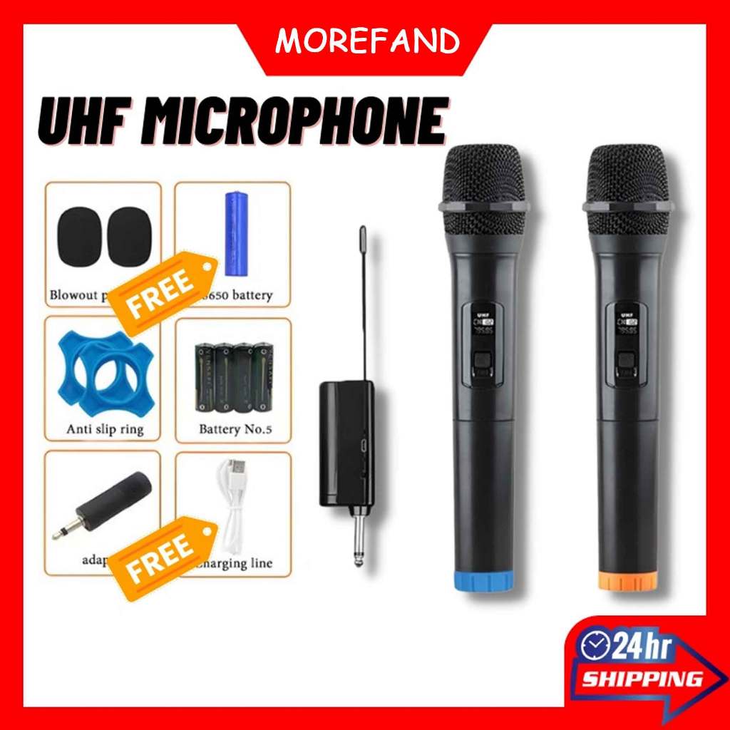 308v2 BLACK UHF Wireless Microphone Wireless Karaoke Microphone Dynamic ...