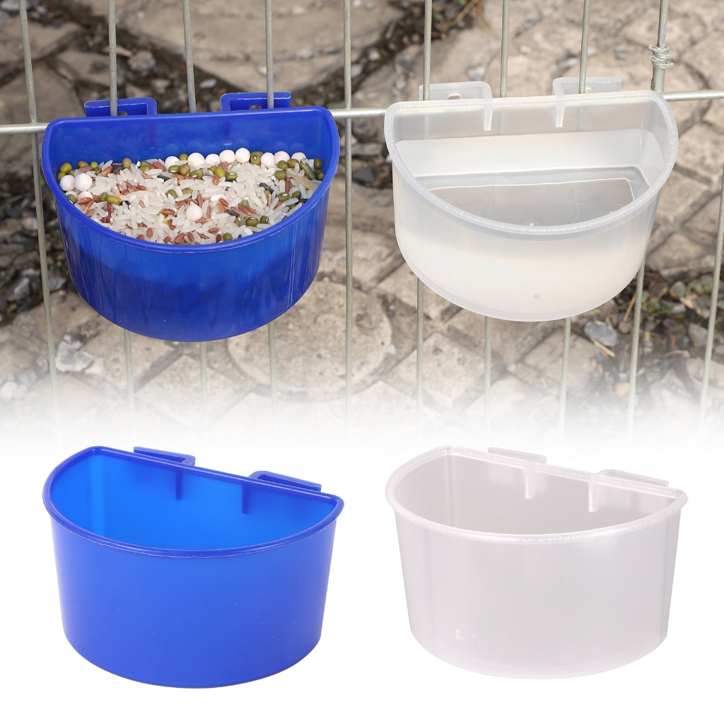 Pet Parrot Bird Feeder Hamster Flat Bottom Feeding Cup Hanging Drinking ...