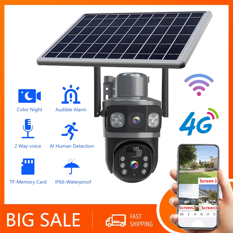 Esee Cloud 4K 8MP 4G SIM card solar CCTV wireless camera CCTV outdoor ...